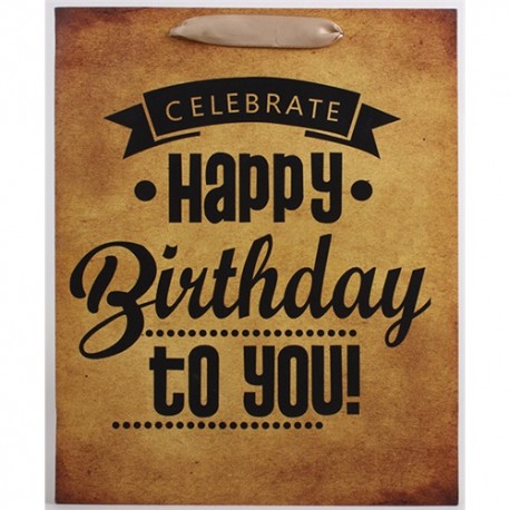 Dísztasak matt boros 12x36 cm barna Happy Birthday to you - Papiro24 ...