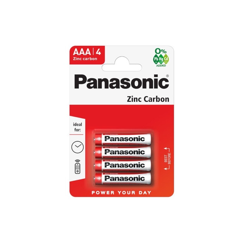 Mikro elem Panasonic Red Zinc AAA 1.5V cink-mangán 4 db-os - Papiro24 Irodaszer webáruház